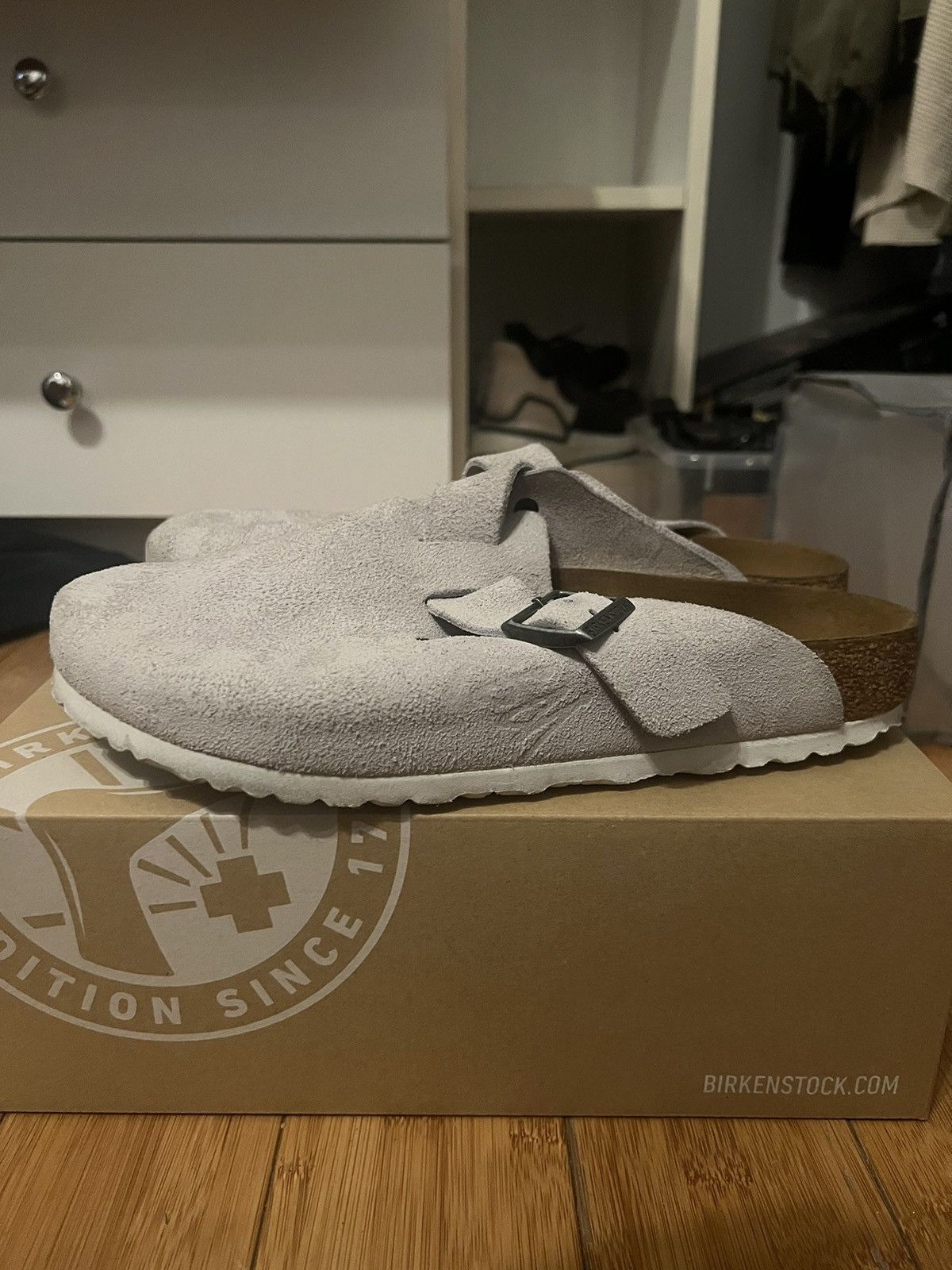 Birkenstock × Stussy Stussy X birkenstock boston grey bone colorway ...
