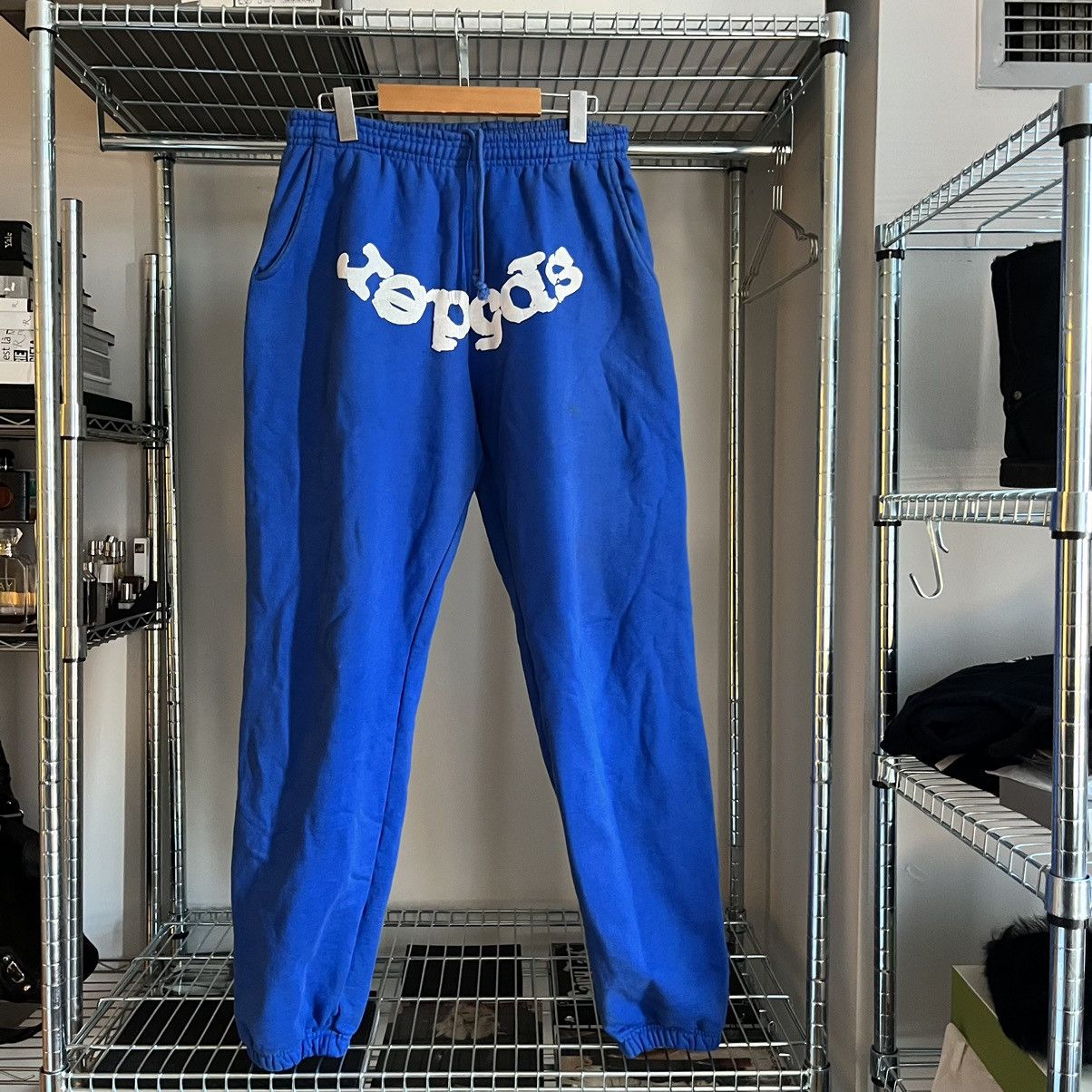 Spider SP5DER SPIDER WORLDWIDE BLUE WEBSUIT SWEATPANTS | Grailed