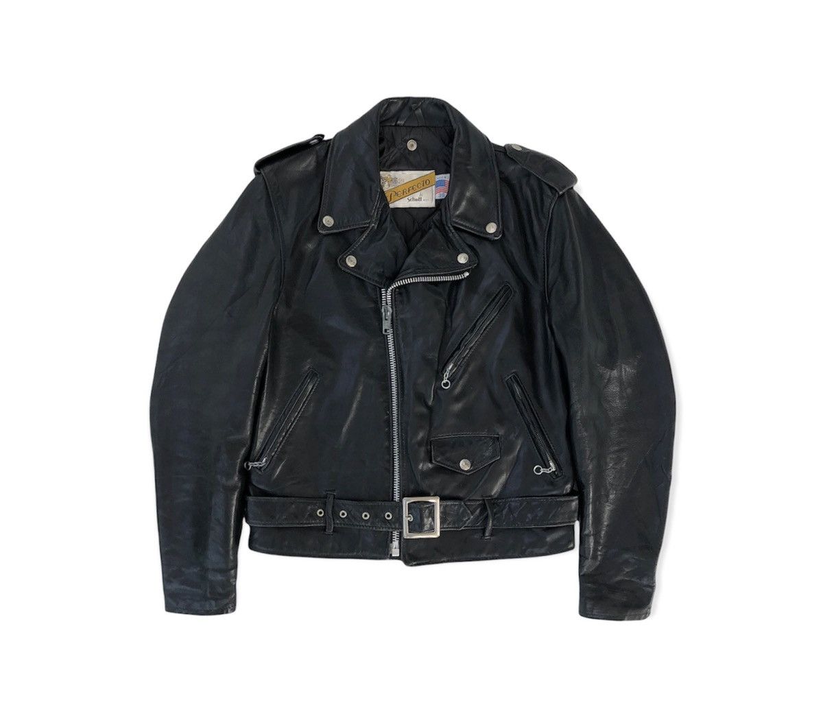 Leather Jacket × Schott × Vintage Vtg Schott Perfecto Double Collar Motorcycle Leather Jacket ...