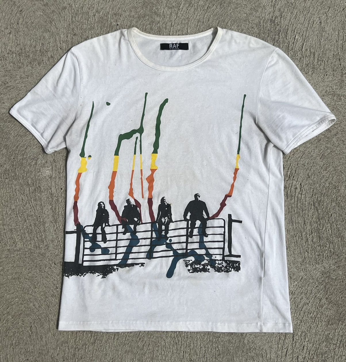 Raf Simons Raf By Raf Simons White Graphic Screenprint Gate Jump Tee ...