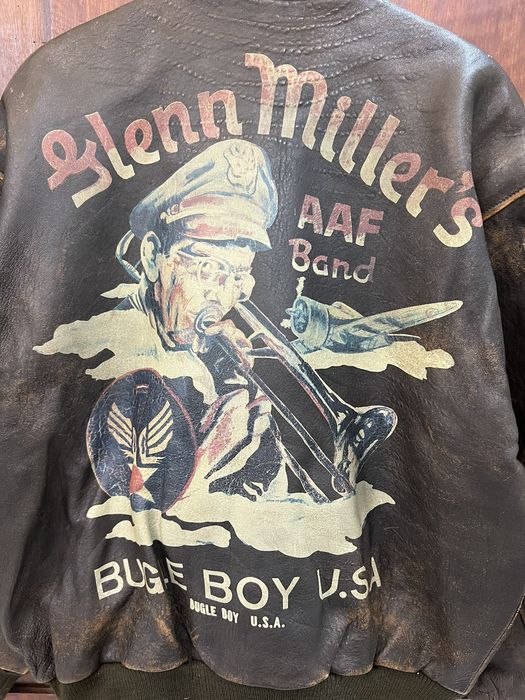 Vintage Bugle Boy USA Glenn Miller AAF Band Leather Jacket | Grailed