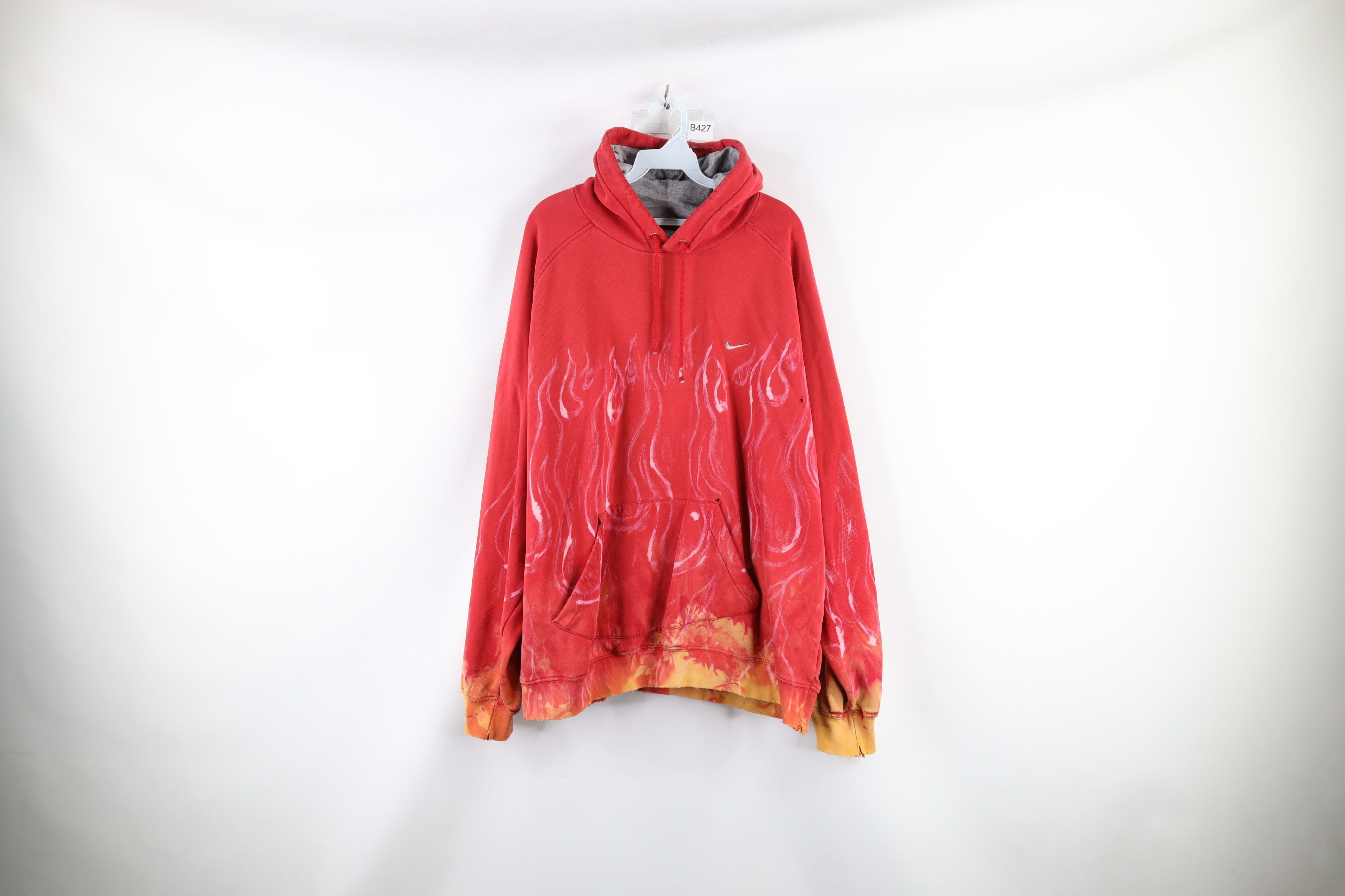 Nike Vintage Nike Travis Scott Mini Swoosh Fire Flames Hoodie Red | Grailed