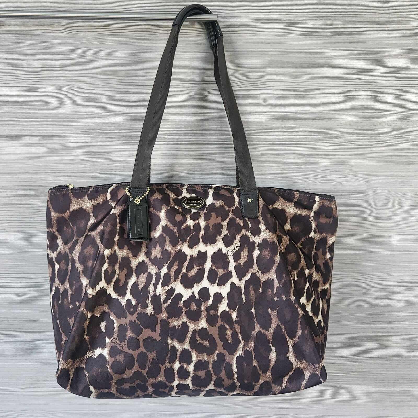 Coach Coach Ocelot Leopard Print Brown Tote Shoulder Large Getaway ...