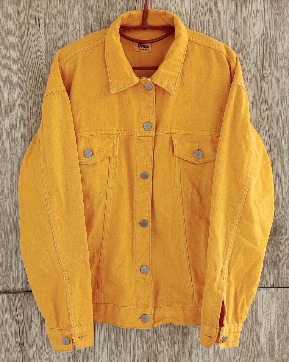 Denim Jacket × Denime × Distressed Denim Denim Jacket Yellow Faded ...