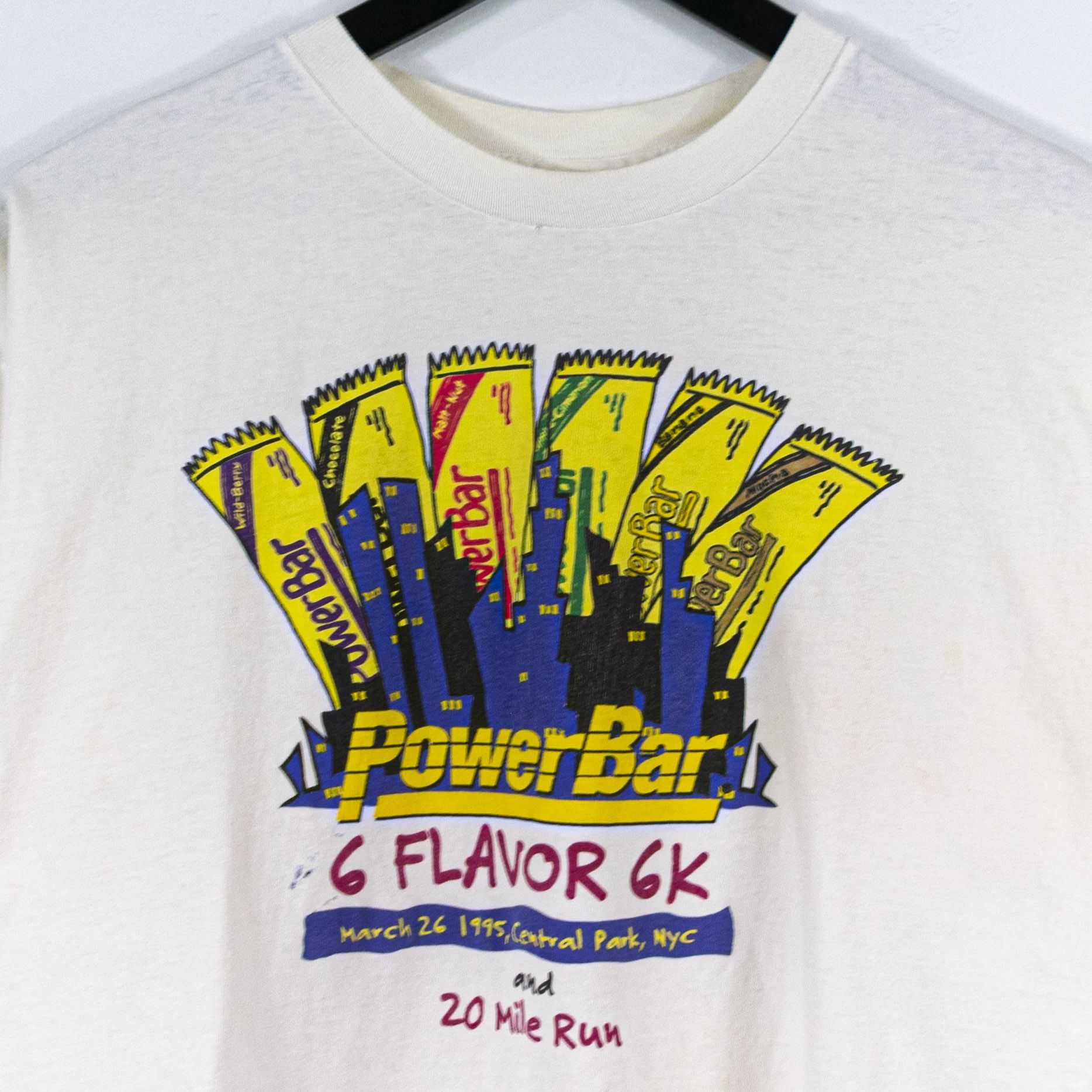Vintage Vintage 1995 Powerbar 6 Flavors 6K Central Park NYC T-Shirt ...