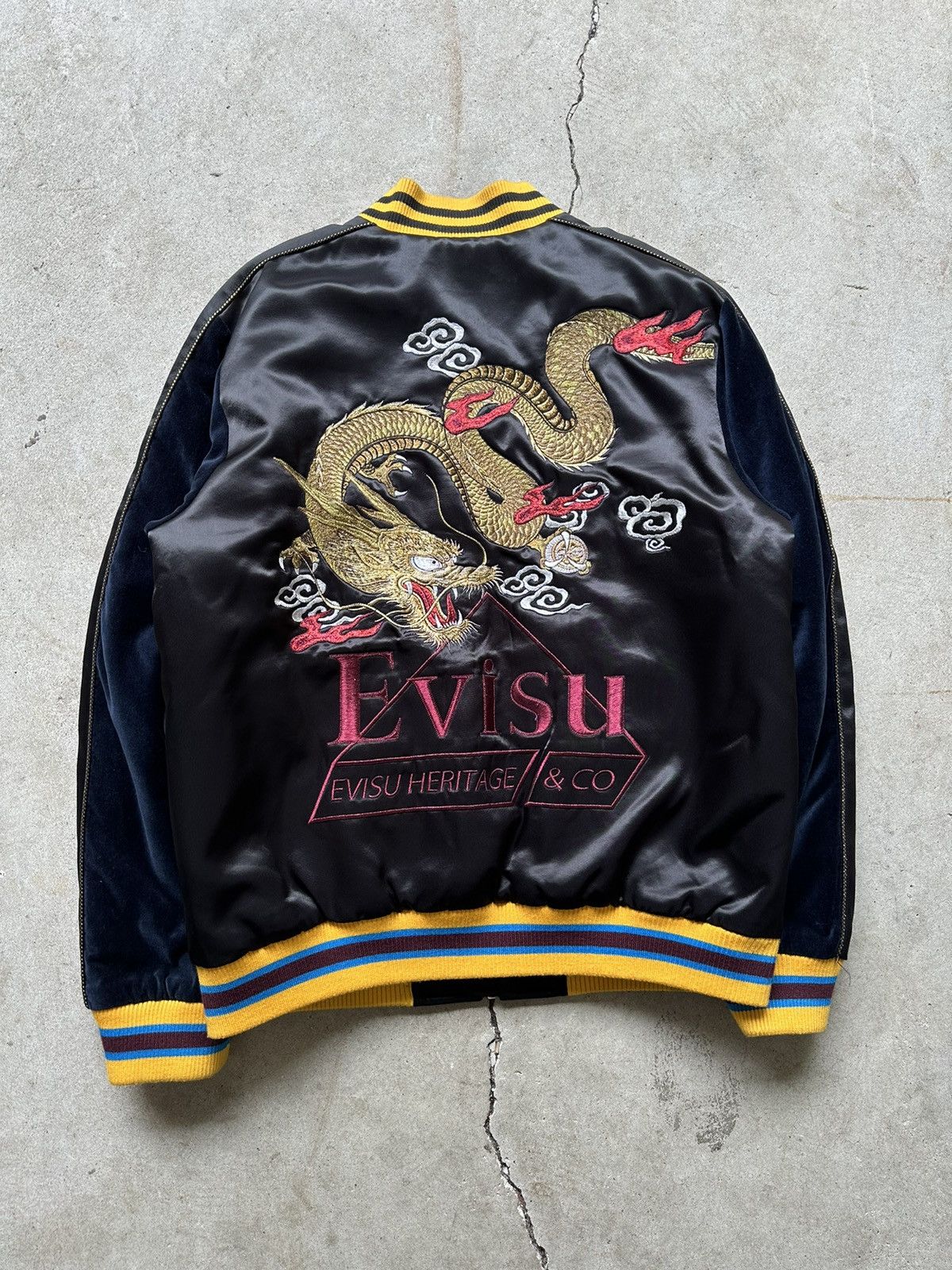 Archival Clothing Evisu dragon embroidered polyester jacket | Grailed