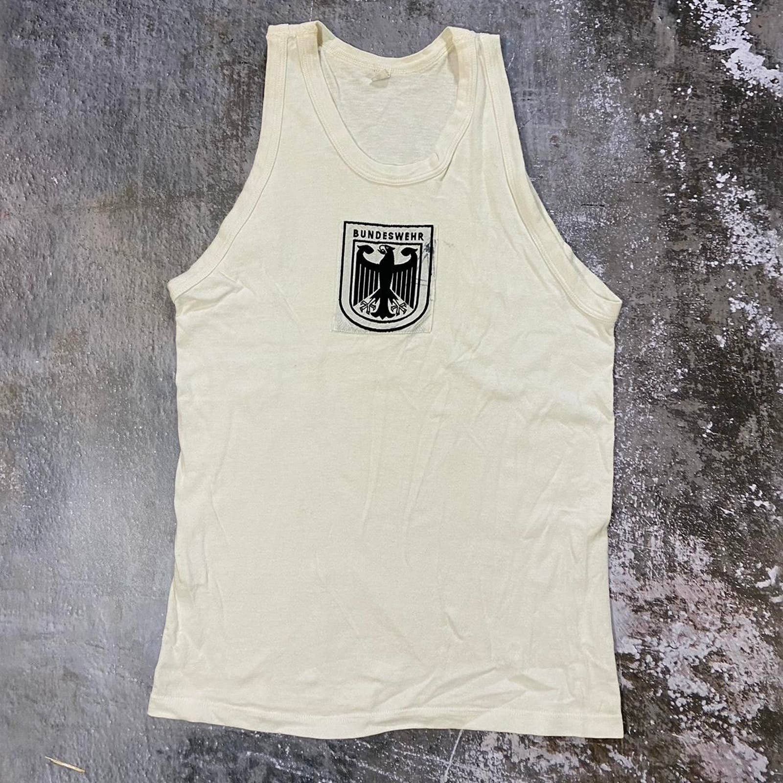 Vintage Vintage 50s Original Bundeswehr Tanktop. White & Black | Grailed