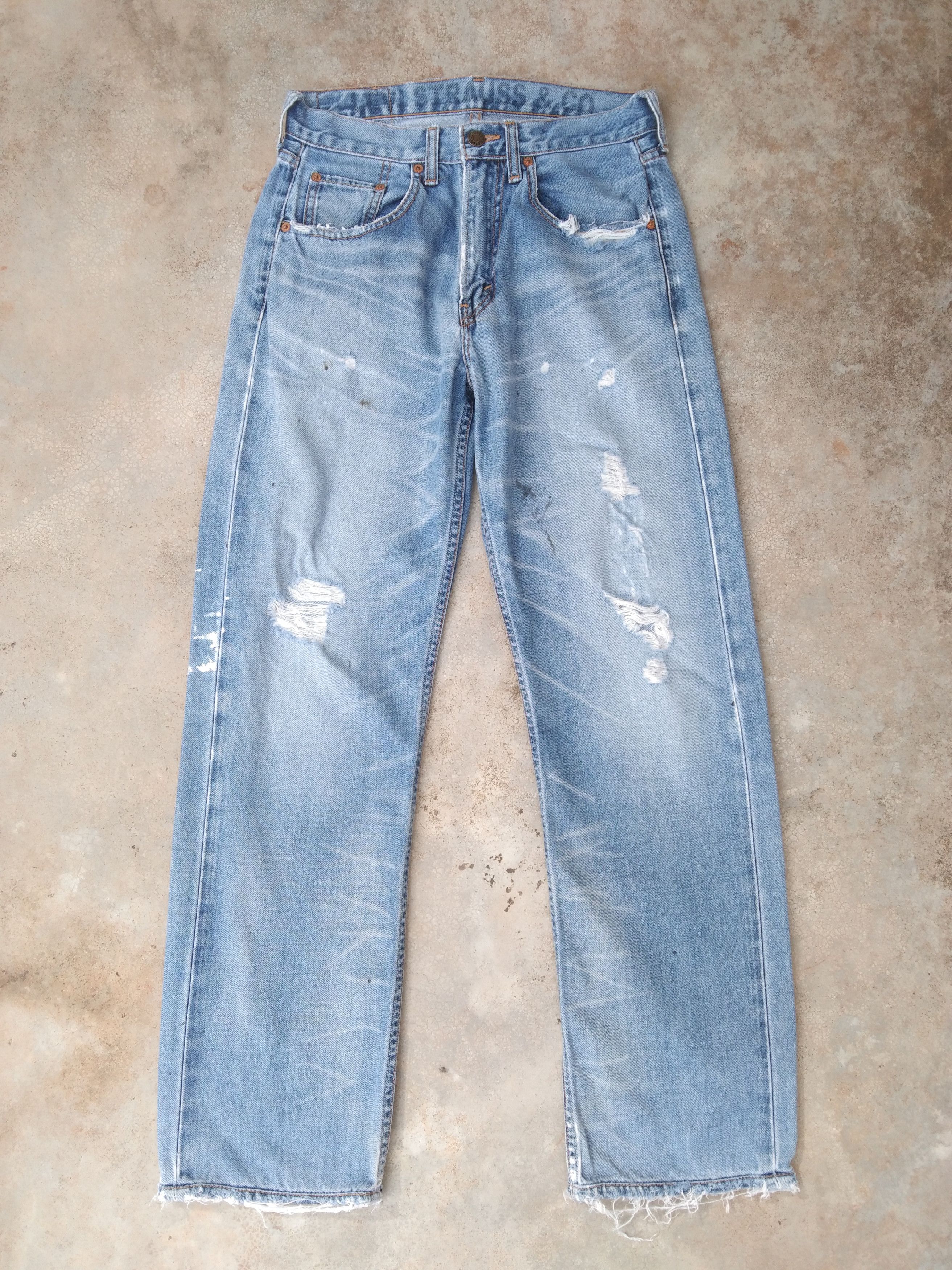 Jean × Levi's × Vintage Thrashed Vintage Levis Jeans Distressed Denim ...