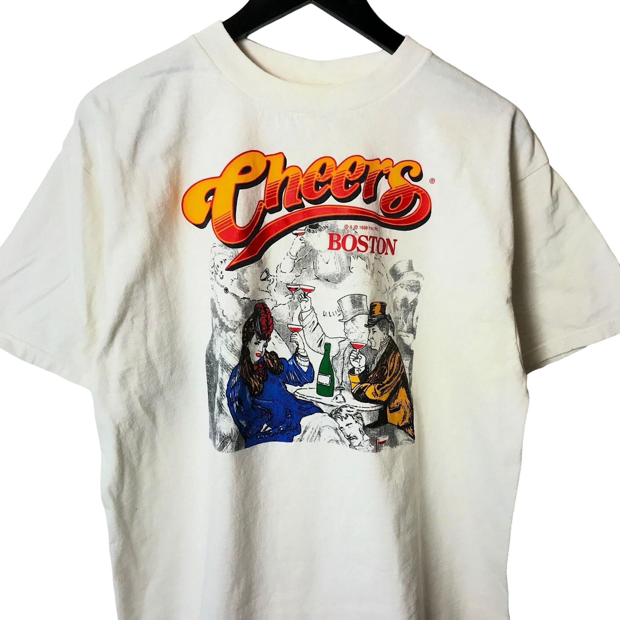 Vintage 1998 Vintage Distressed Cheers Boston T Shirt 90s White XL ...
