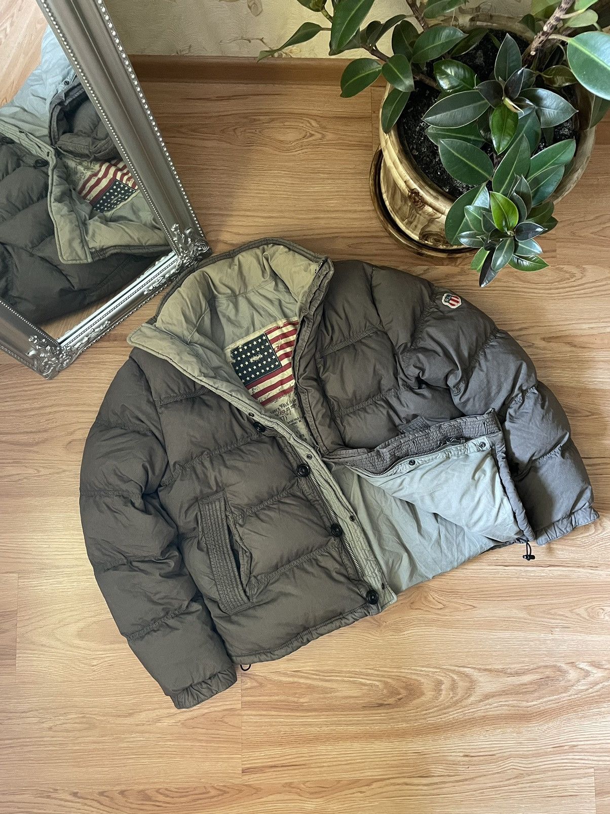 Ralph Lauren Vintage Puffer two-sided down Jacket Ralph Lauren USA Flag ...