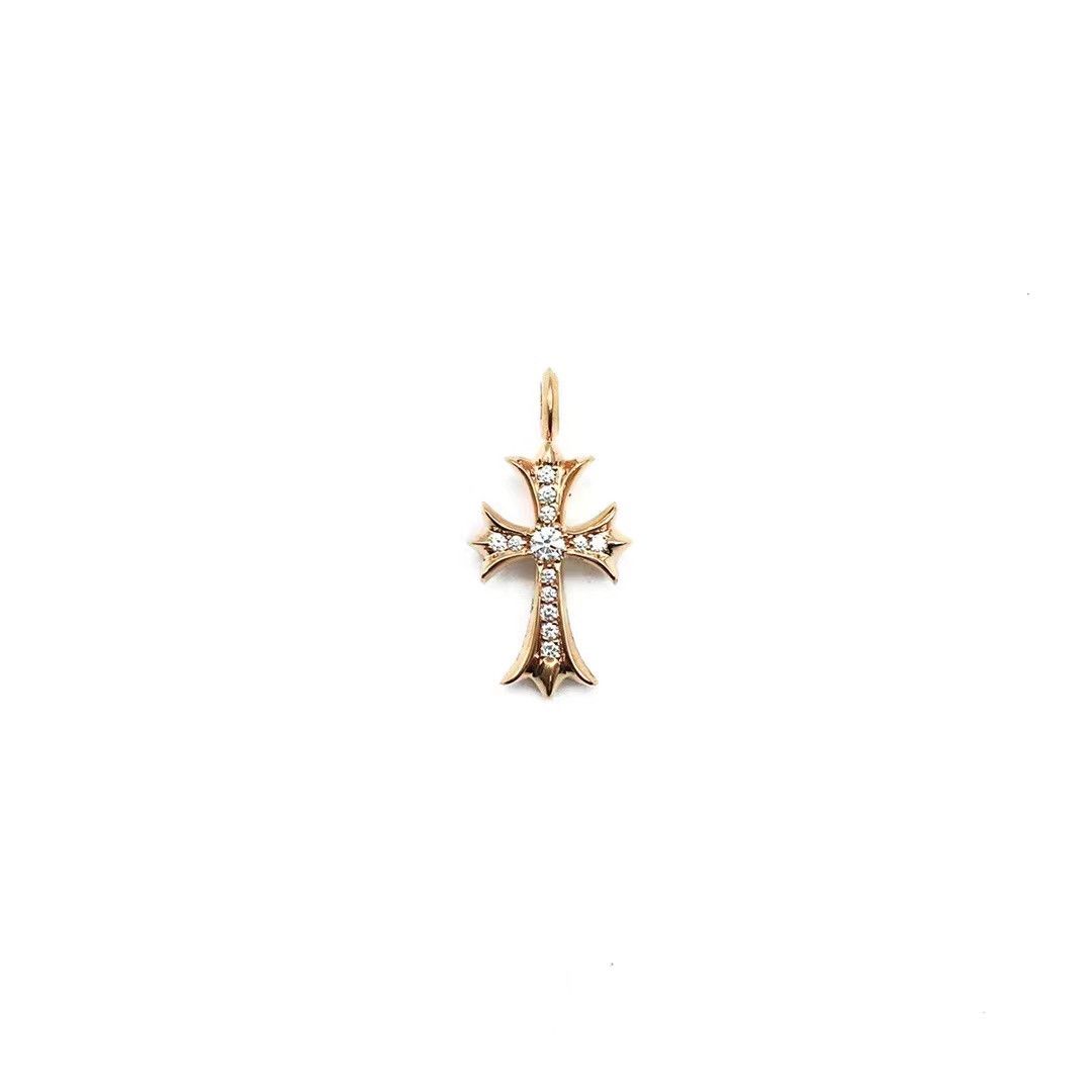 Chrome Hearts Chrome Hearts 22K Gold Tiny Diamond Cross Pendant | Grailed