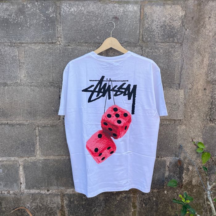 Stussy Stussy " FUZZY DICE " Tee White // L | Grailed