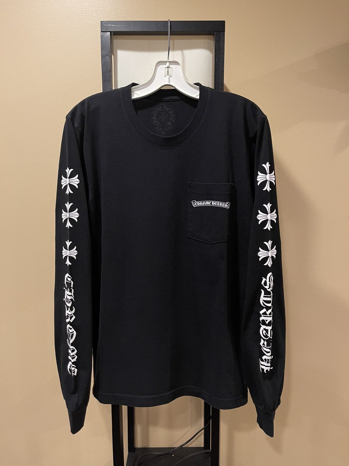 Chrome Hearts Chrome Hearts Plus Cross Logo Black Long Sleeve Tee | Grailed
