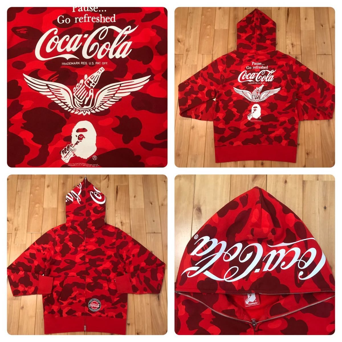 Bape BAPE × Coca-Cola Red camo Full zip hoodie | Grailed