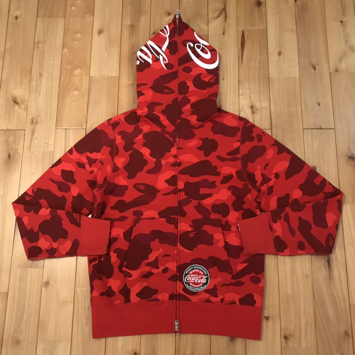 Bape BAPE × Coca-Cola Red camo Full zip hoodie | Grailed