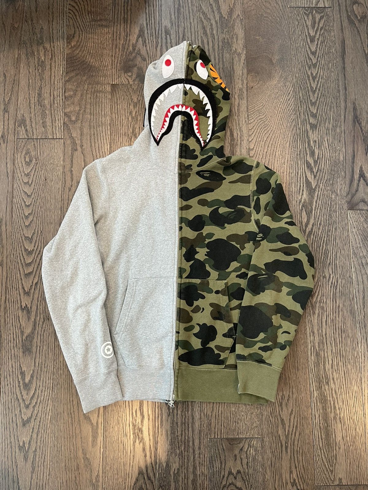 Bape 1st Camo Split Half Shark Full Zip Hoodie | Grailed