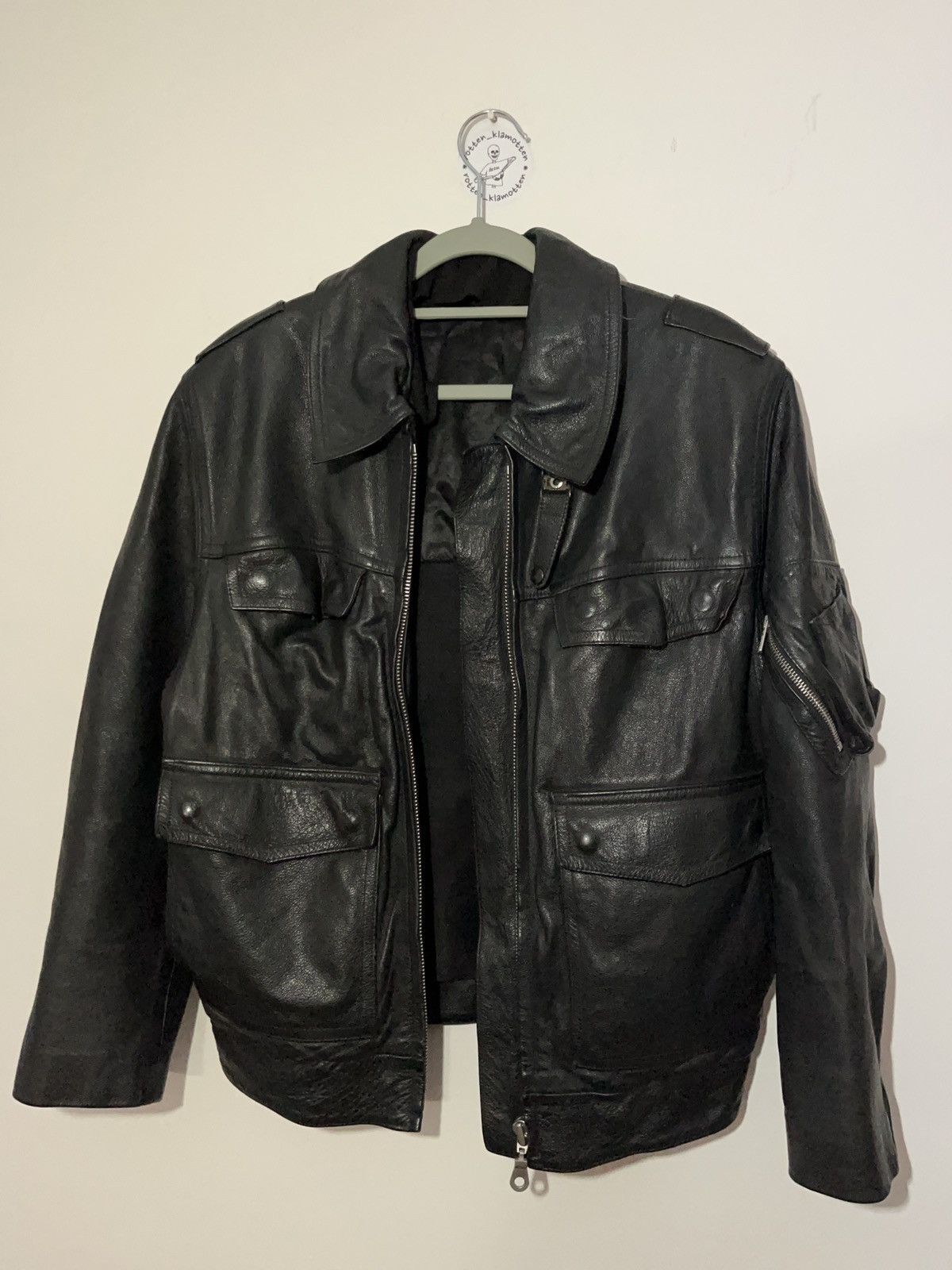 Vintage POLIZEI 00s authentic German police leather cargo jacket y2k ...