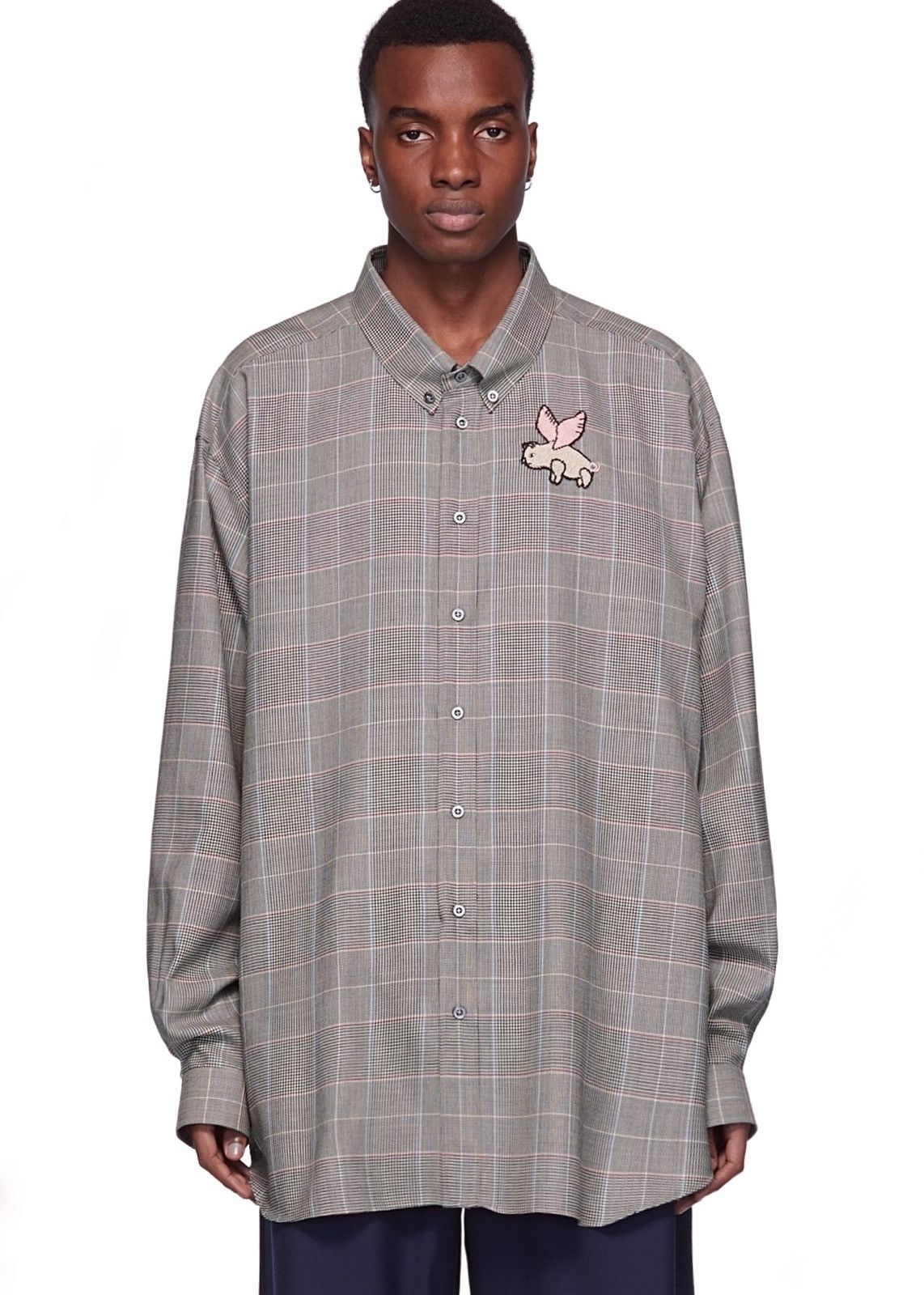 Gucci Gucci SS19 runway Flying Pig oversized checked shirt | Grailed
