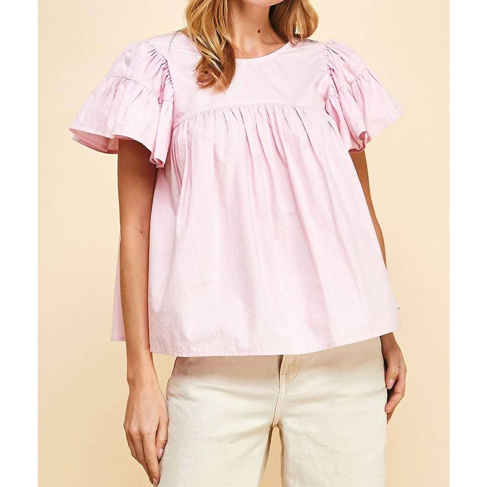 Designer PINCH Flutter Sleeve Top In Pink | Grailed