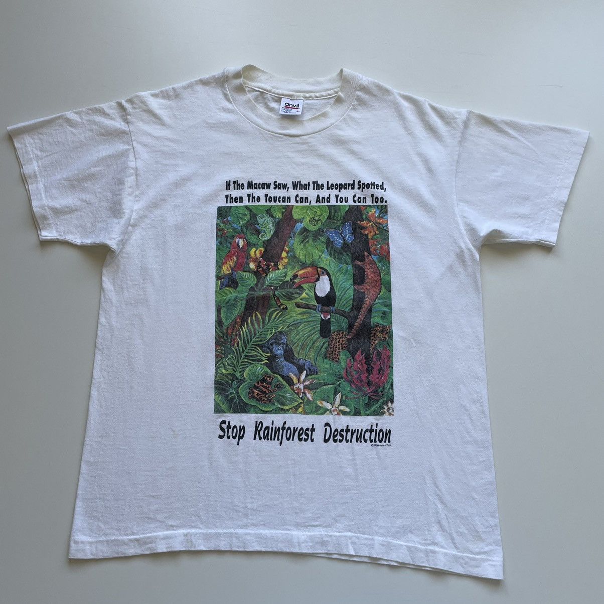 Vintage Vintage 90s Nature Stop rainforest Destruction art T shirt ...