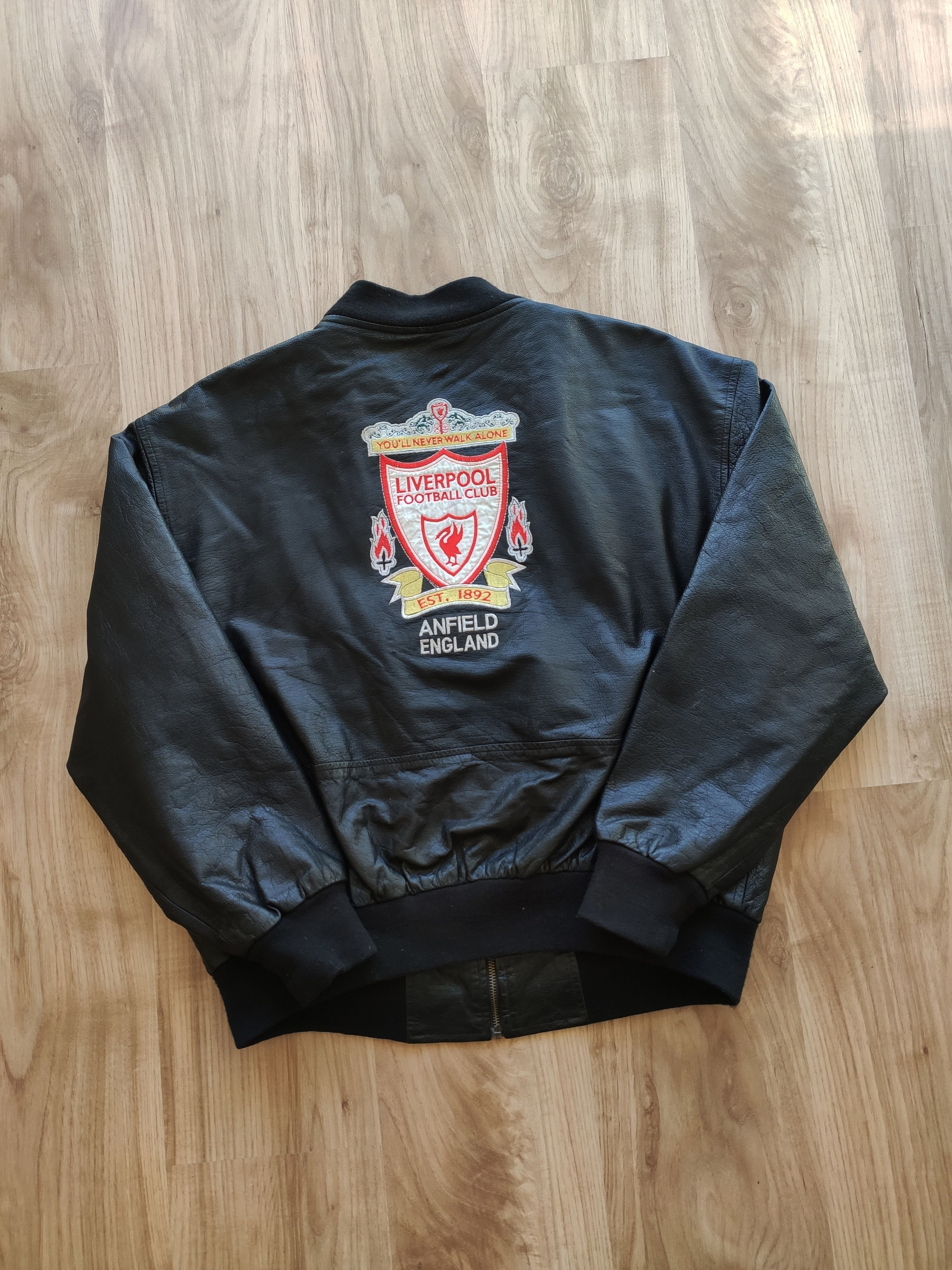 Liverpool × Vintage rare vintage Liverpool leather jacket football 1995 ...