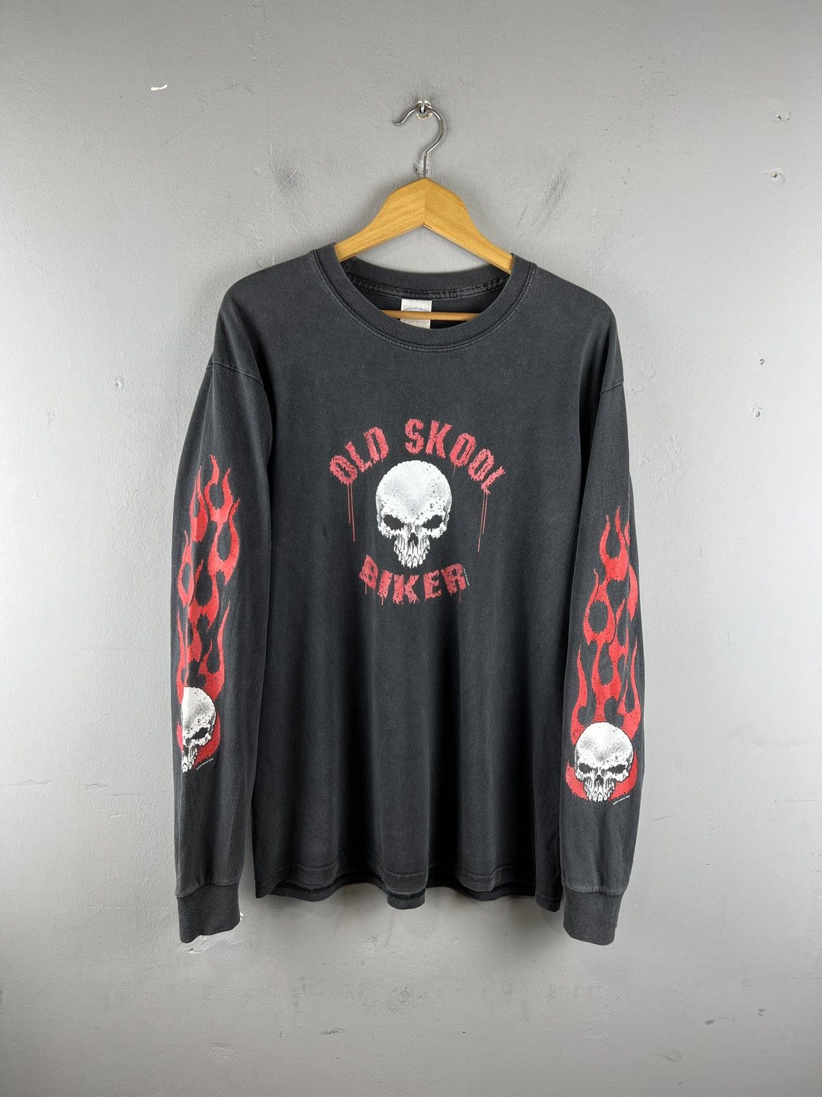 Vintage Vintage 2003 Old Skool Biker flame amazing fade long sleeve ...