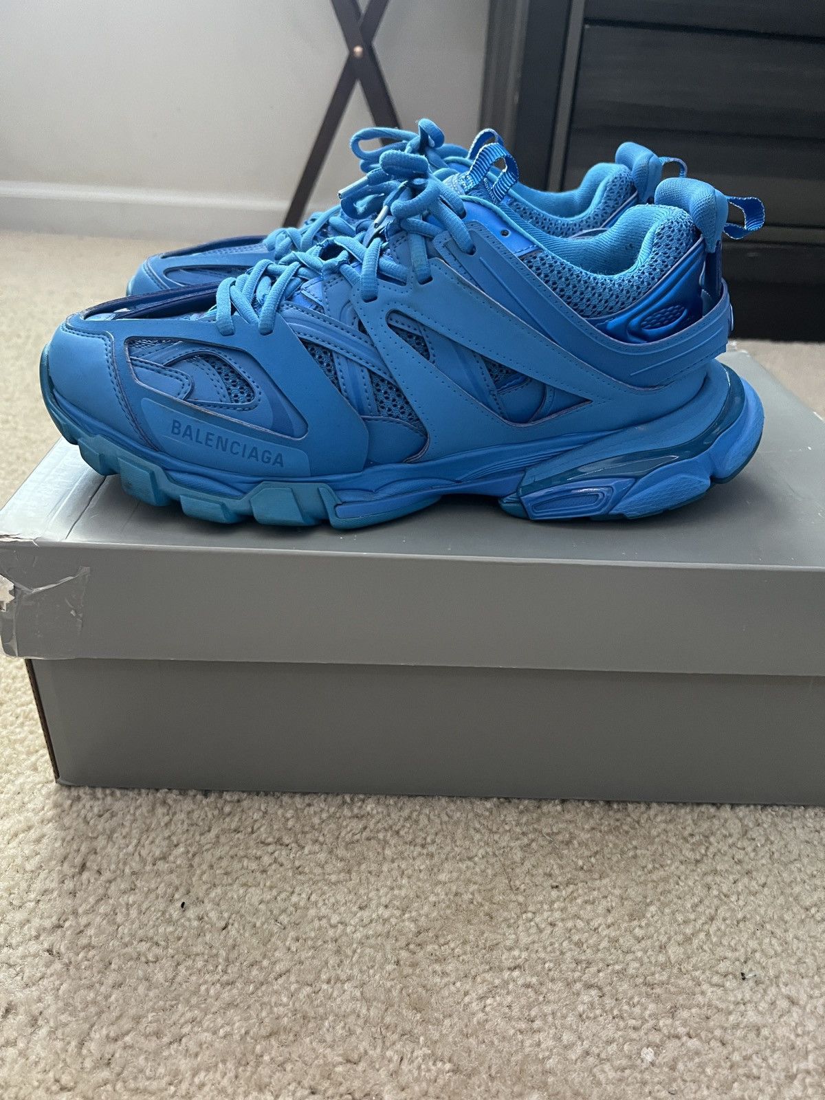 Balenciaga Balenciaga Track Runner Blue Scream Sneakers | Grailed
