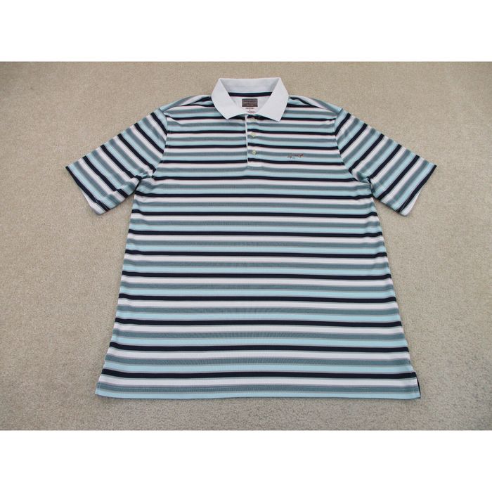 Vintage Greg Norman Polo Shirt Adult Large Blue White Shark Golfer Golf ...
