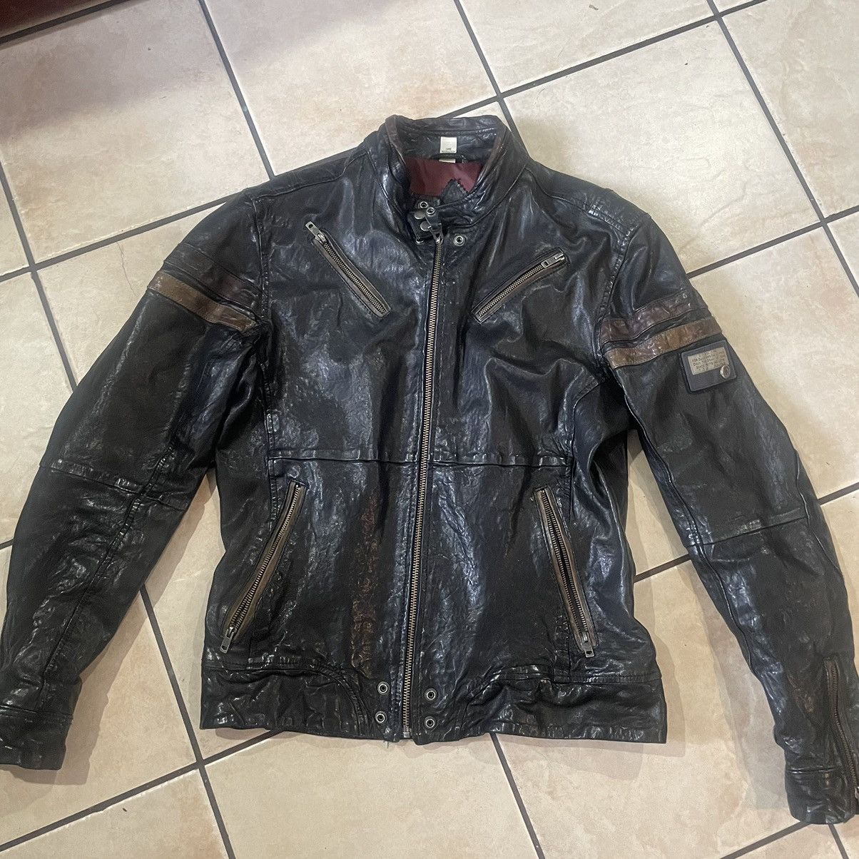 Diesel Vintage DIESEL CO. Sheep Italian Leather Motorcycle Jacket | Grailed
