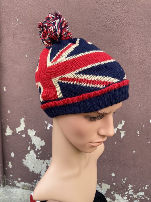 Designer Daiso Great Britain Flag Printed Knitted Beanie Hat | Grailed