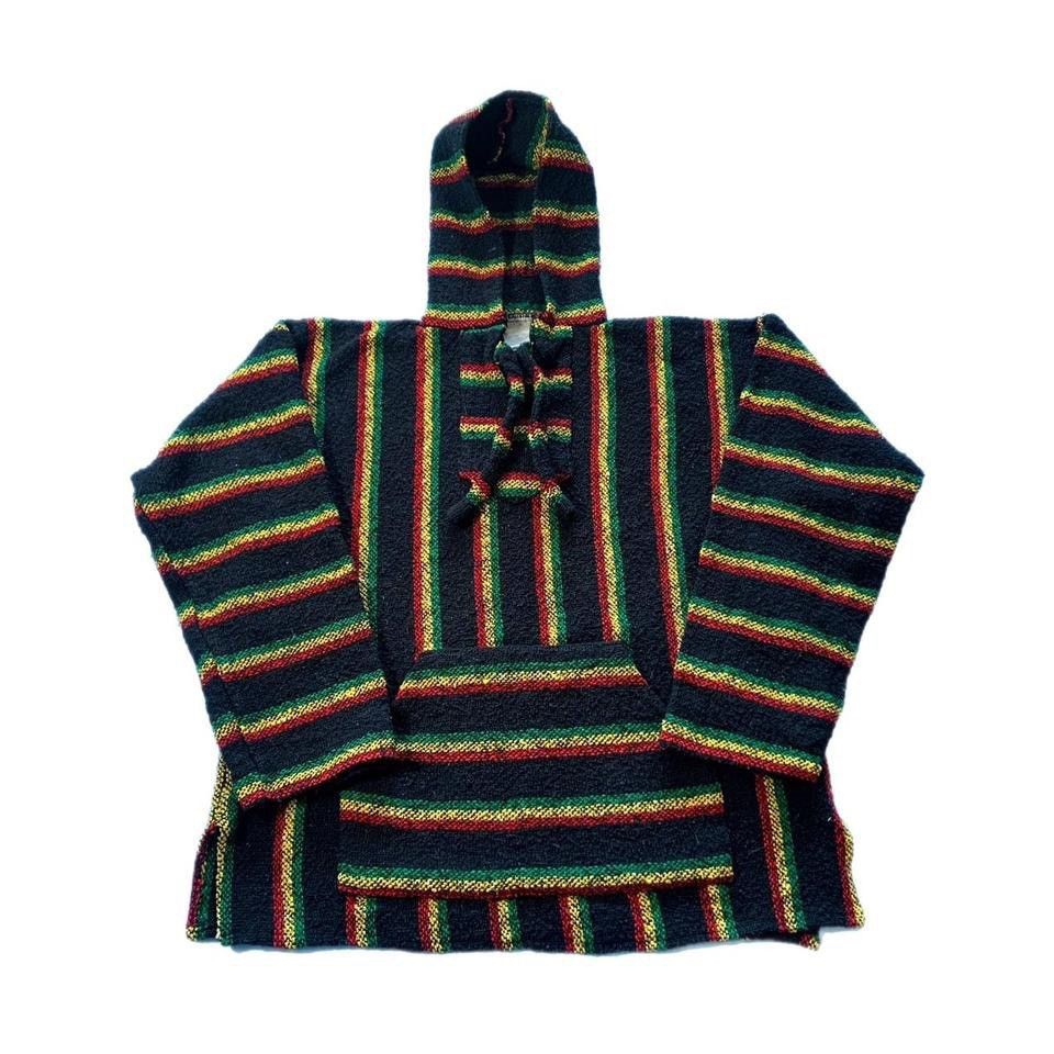 Vintage Vintage 90s Rasta Surf Baja Organic Earth Poncho Hoodie | Grailed