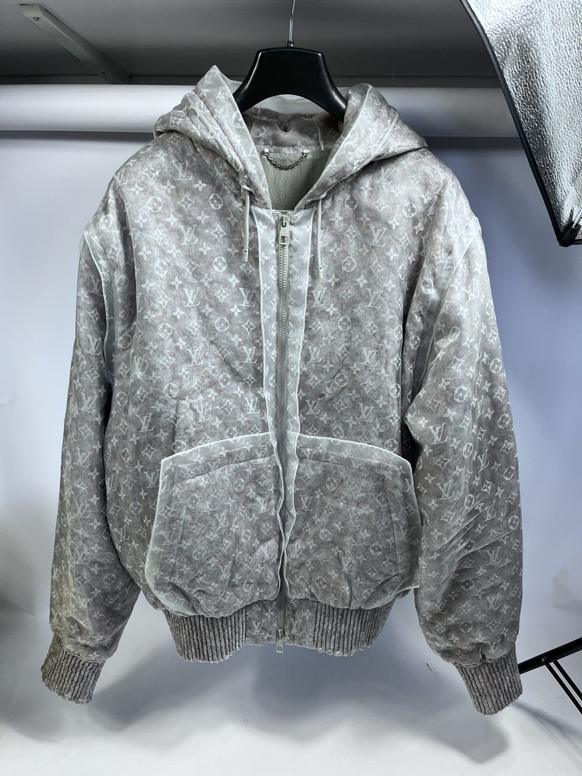 Louis Vuitton LOUIS VUITTON GREY RECYCLED ZIP HOODED JACKET | Grailed