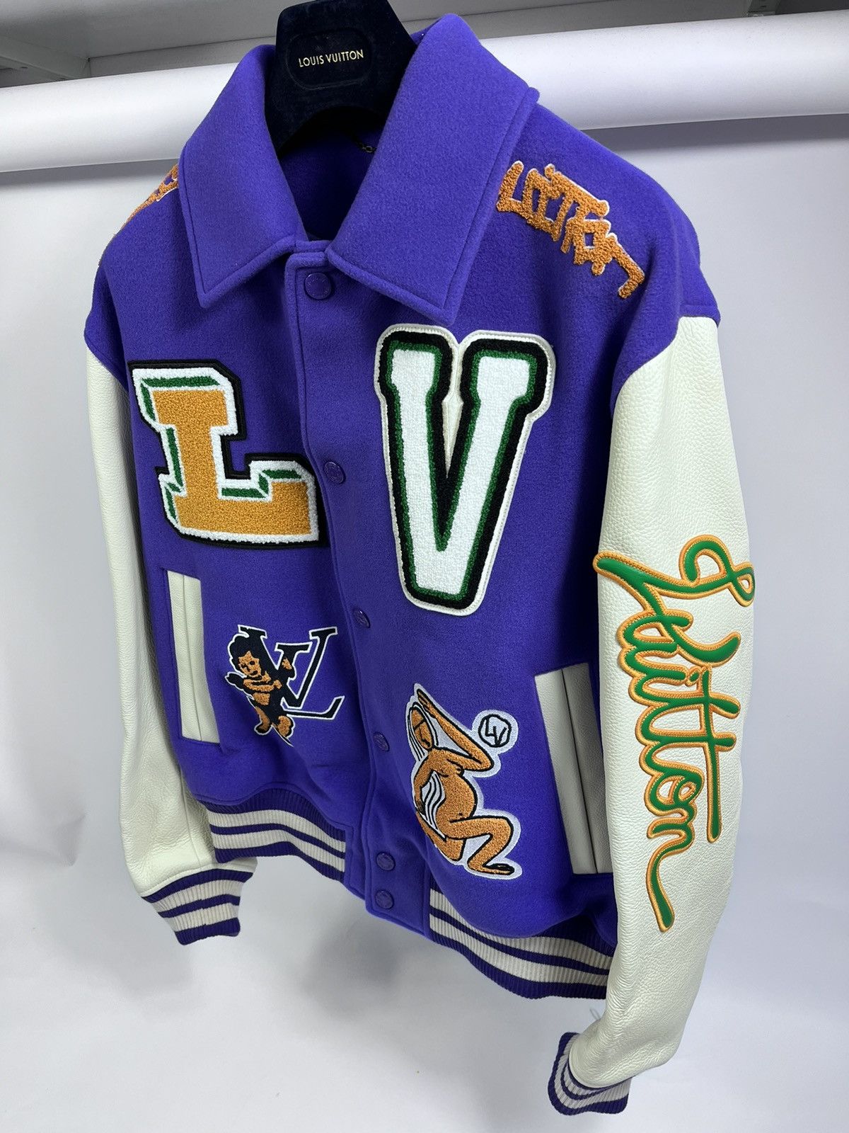 Louis Vuitton LOUIS VUITTON FROG PURPLE VARSITY JACKET | Grailed