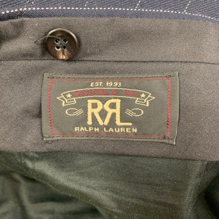 RRL Ralph Lauren Navy Pinstripe Wool Button Fly Dress Pants | Grailed
