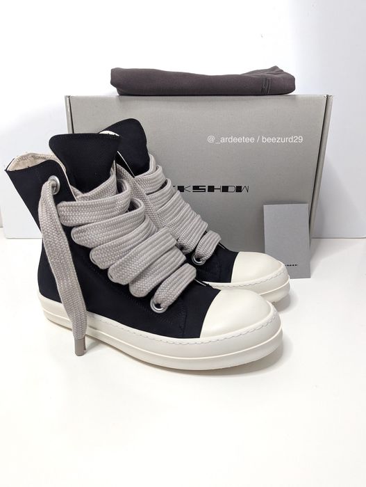 Rick Owens *NEW* BLACK JUMBO LACE HIGH RAMONES 42 | Grailed
