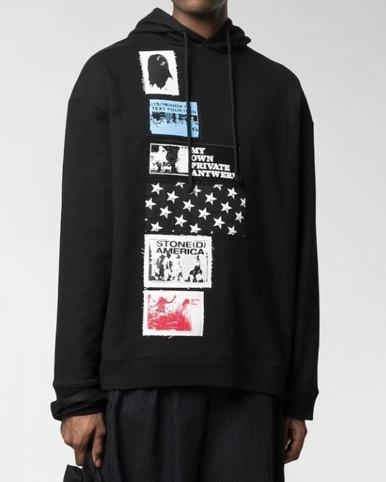 Raf Simons Raf Simons SS20 Stone(d) America black patched hoodie | Grailed