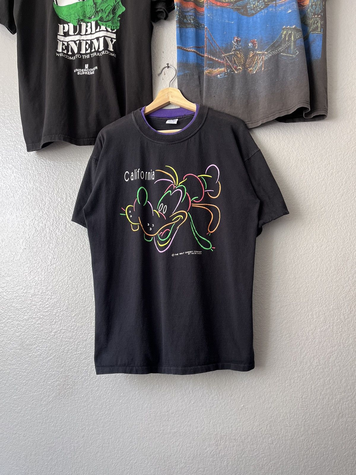 Vintage Vintage 90s Goofy Tee Disney by Velva Sheen Neon Colors | Grailed