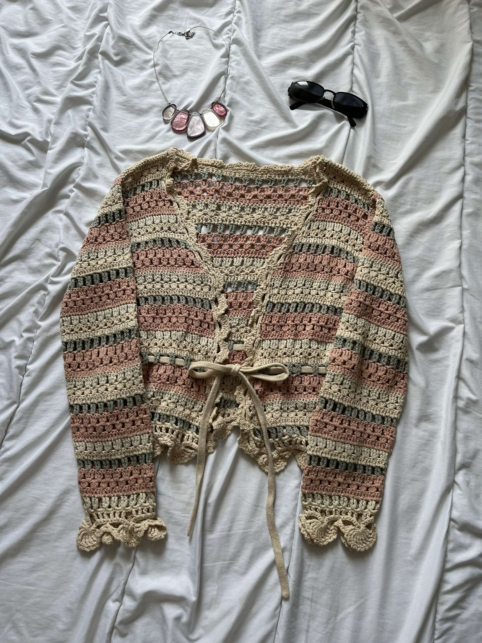 Archival Clothing Stripped patterns knitted sweater top Cropp top mesh ...