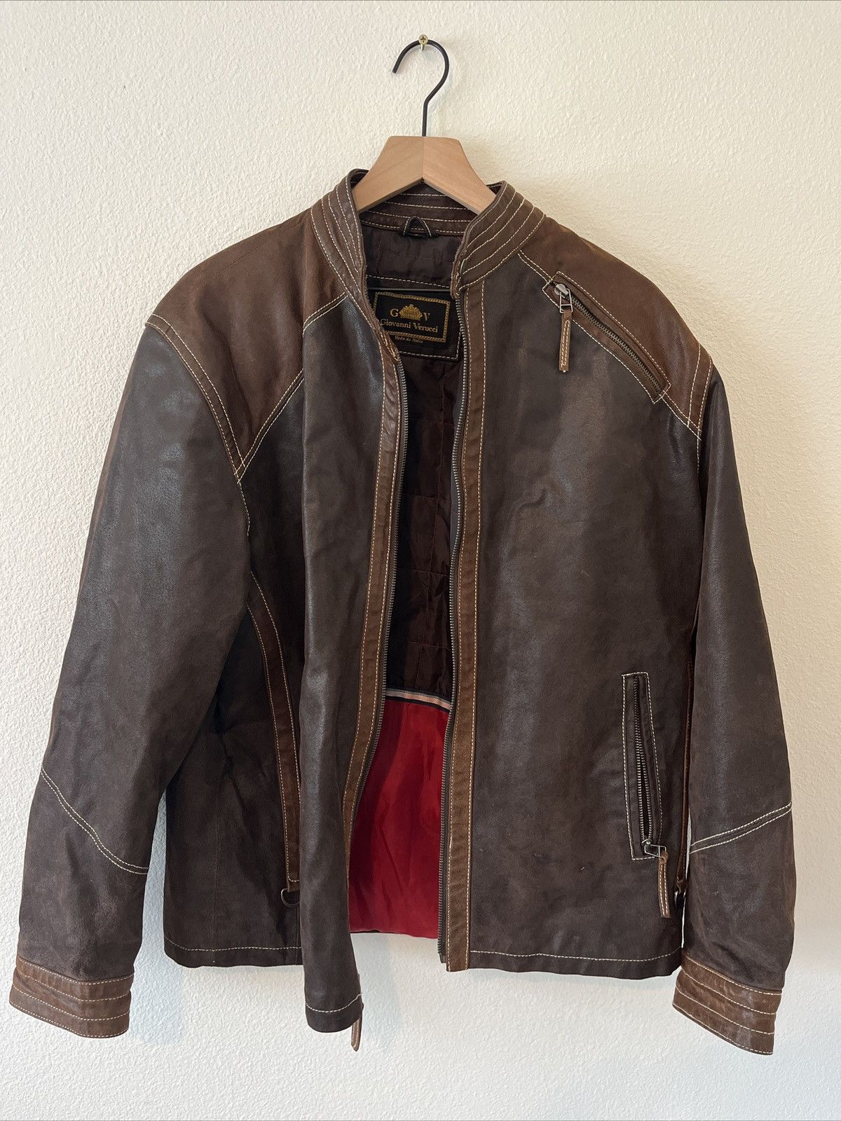 Vintage Giovanni Verucci Brown Leather Jacket | Grailed