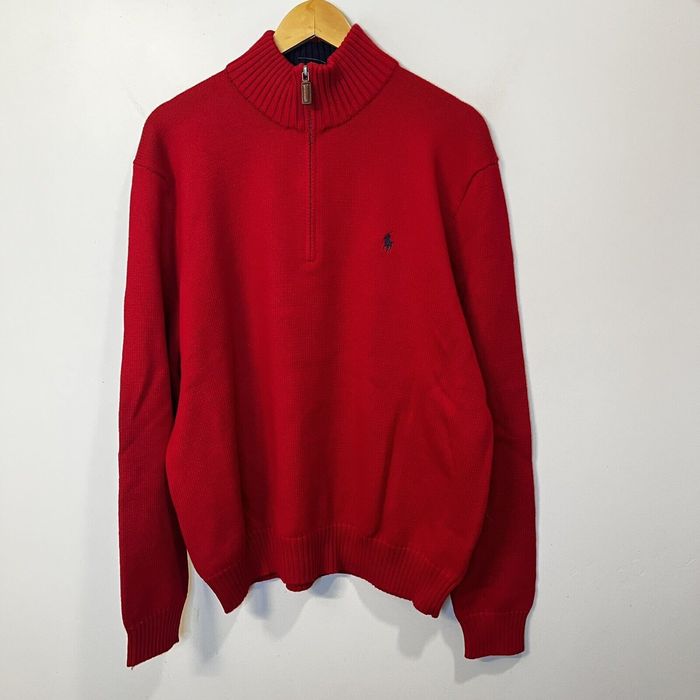 Polo Ralph Lauren VTG Polo Ralph Lauren Red Quarter Zip Pullover Mock ...