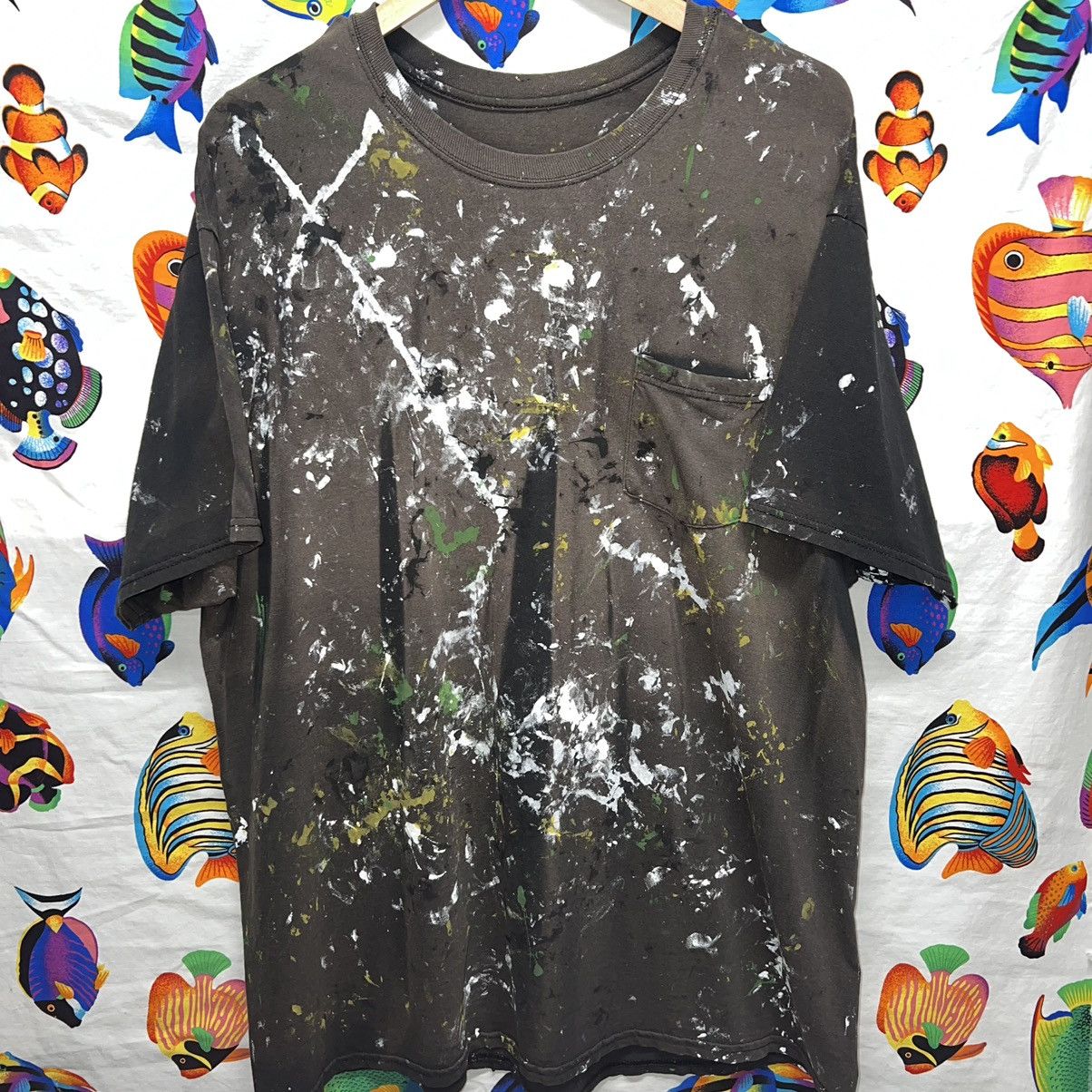 Vintage VTG 90s Distressed Paint Splatter Blank Pocket T shirt | Grailed
