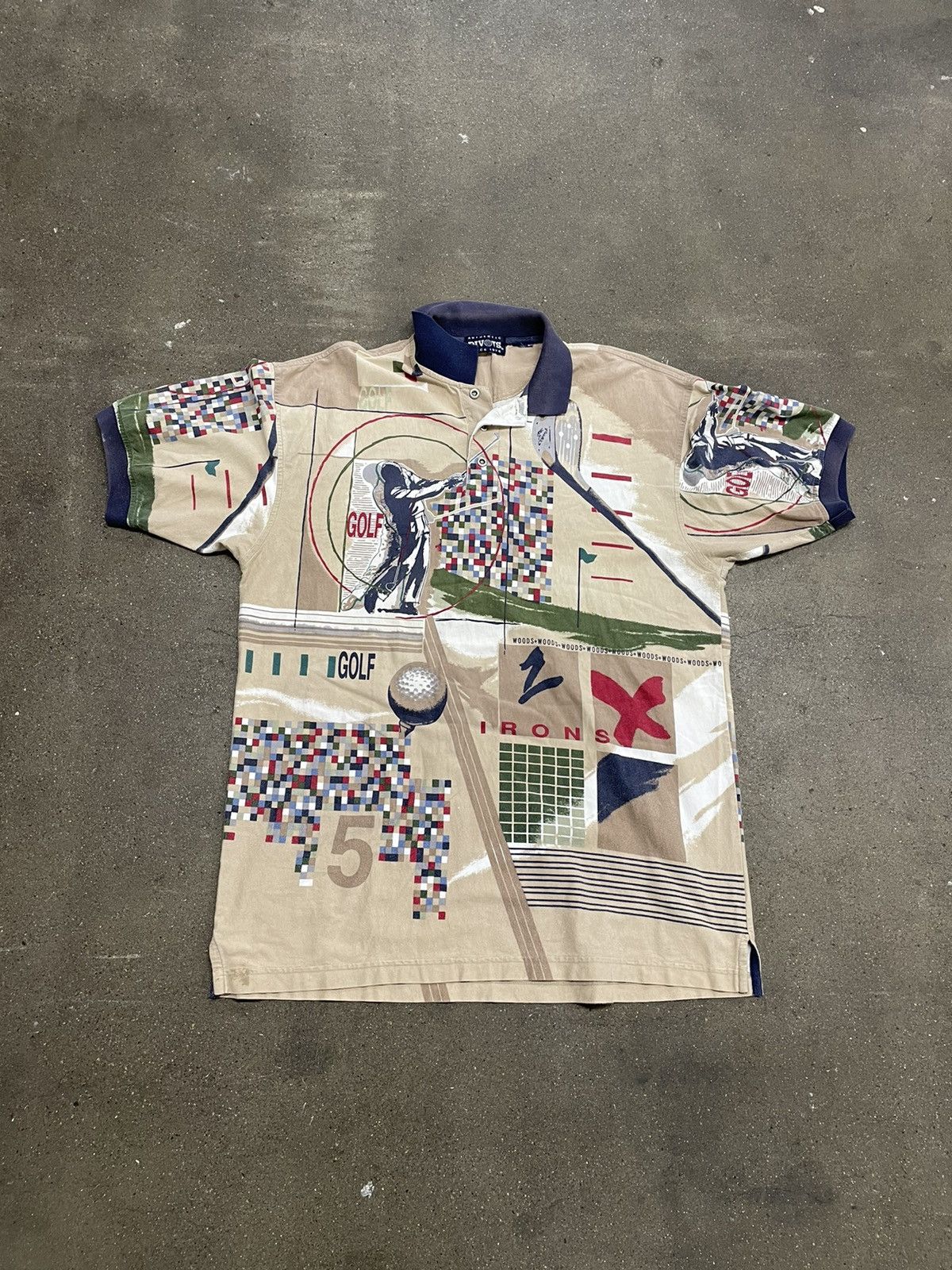 Vintage Vintage Divots Overprint Golf Polo Shirt | Grailed