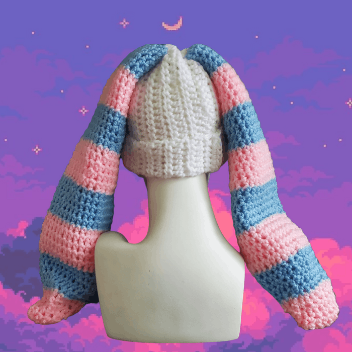 Handmade HANDMADE CROCHET TRANSGENDER FLAG PRIDE BUNNY RABBIT BEANIE ...
