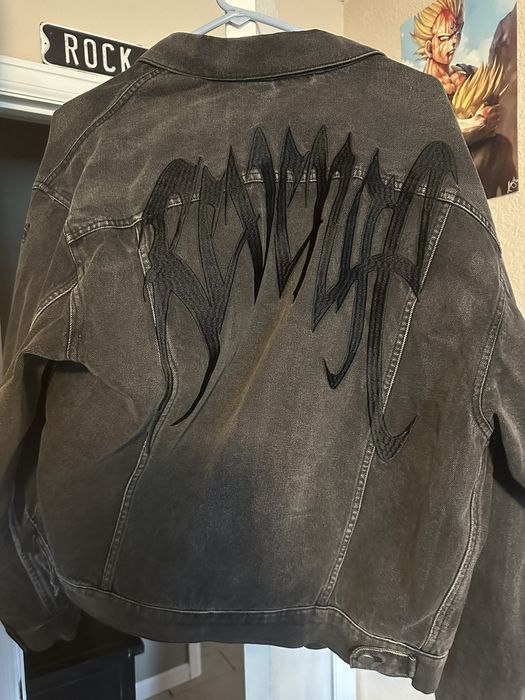 Revenge Revenge Gray Denim Jacket with Black Lettering | Grailed