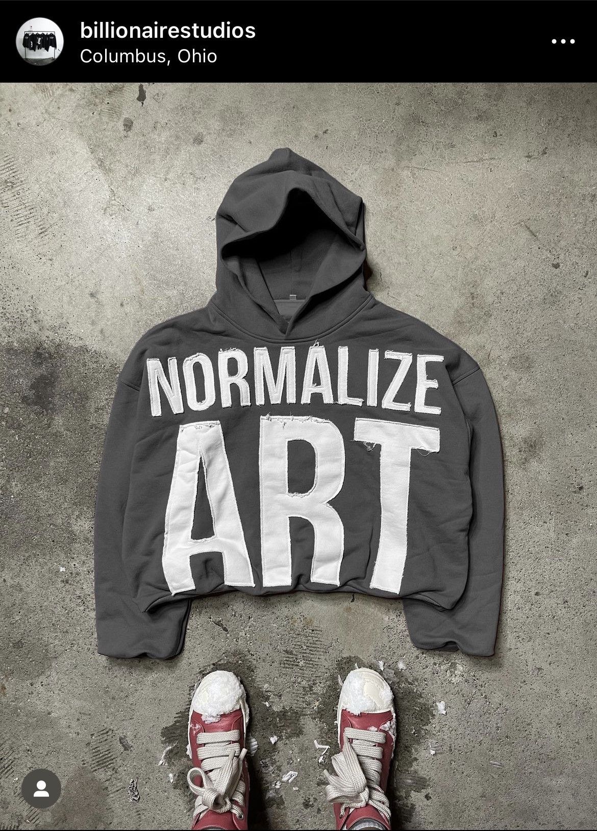 Streetwear Billionaire Studios Gunmetal Normalize Art Hoodie | Grailed