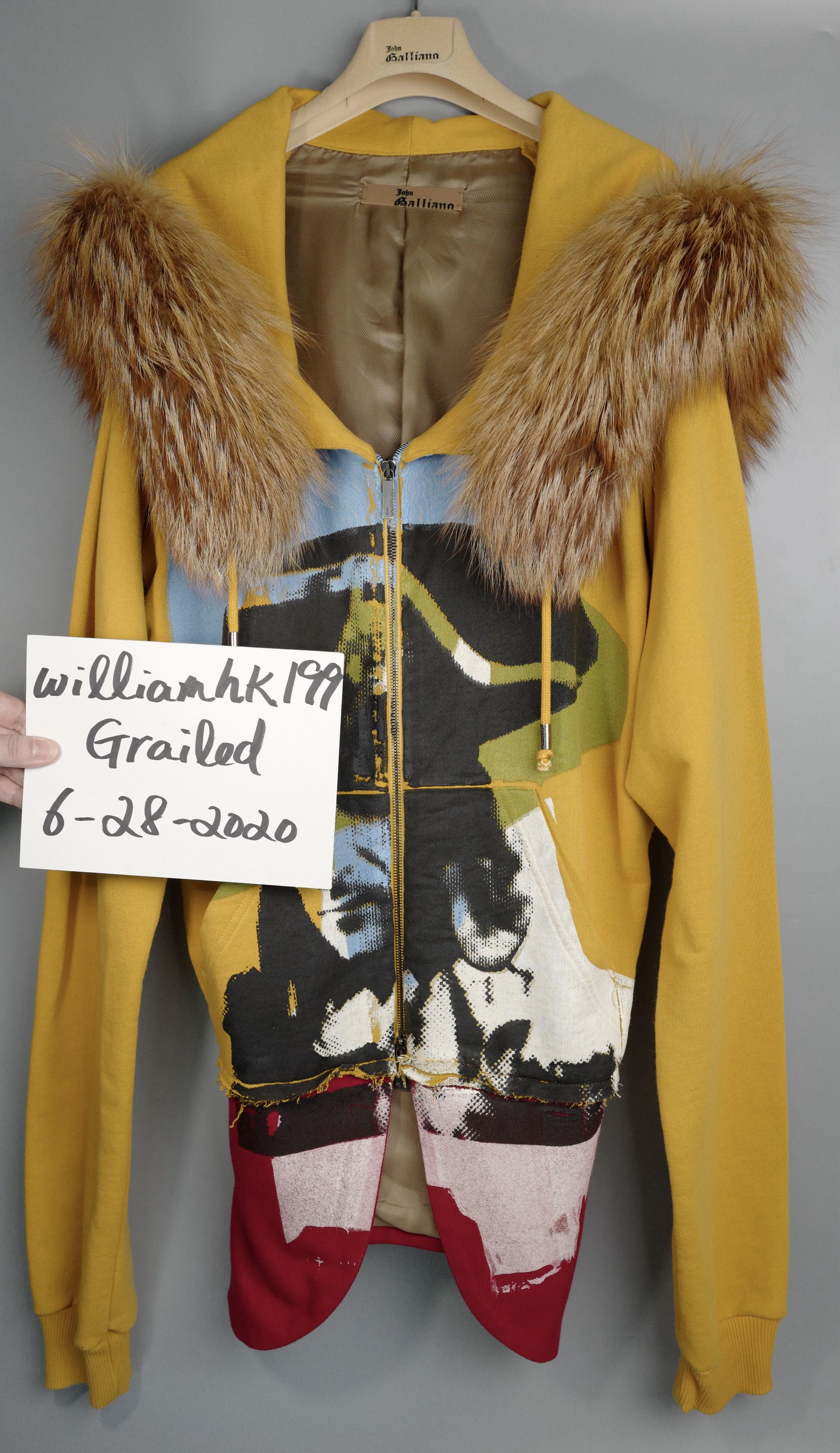 John Galliano JOHN GALLIANO MUSTARD YELLOW/RED HODDIE JACKET | Grailed