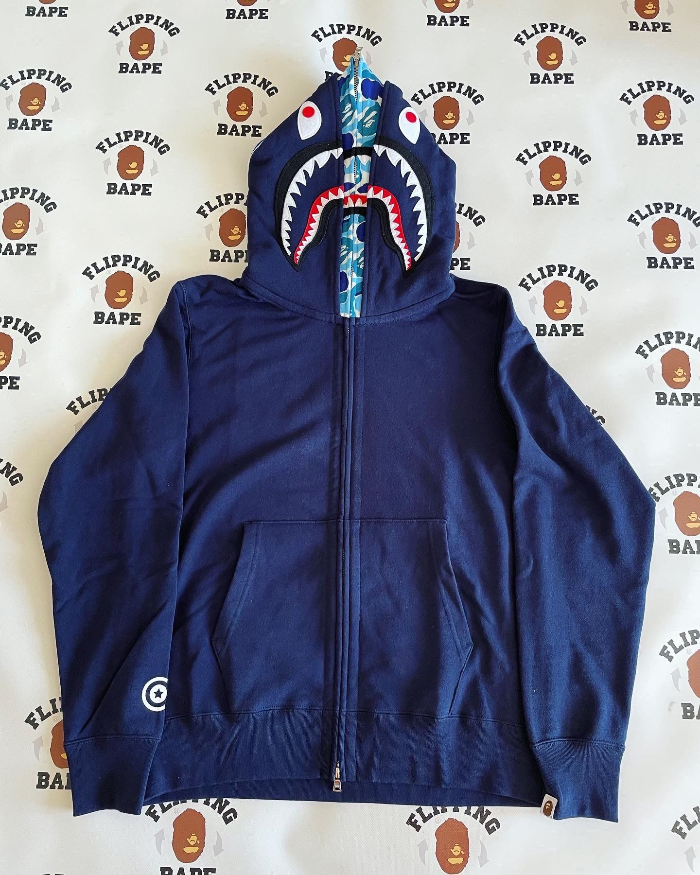 Bape BAPE ABC CAMO SHARK WIDE FIT FULL ZIP DOUBLE HOODIE | Grailed