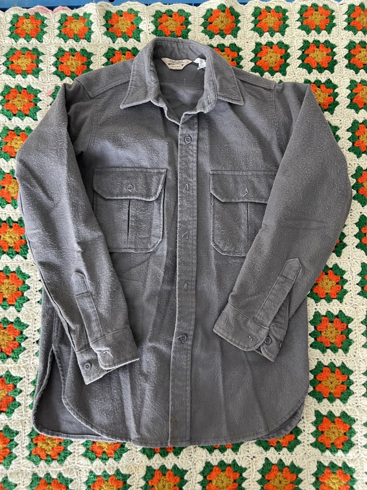 Vintage Cabelas felted thick work button up grey | Grailed