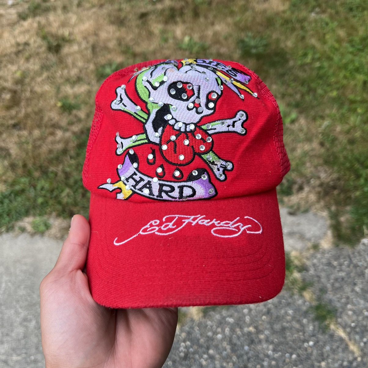 Vintage Ed hardy heart and skull hat | Grailed