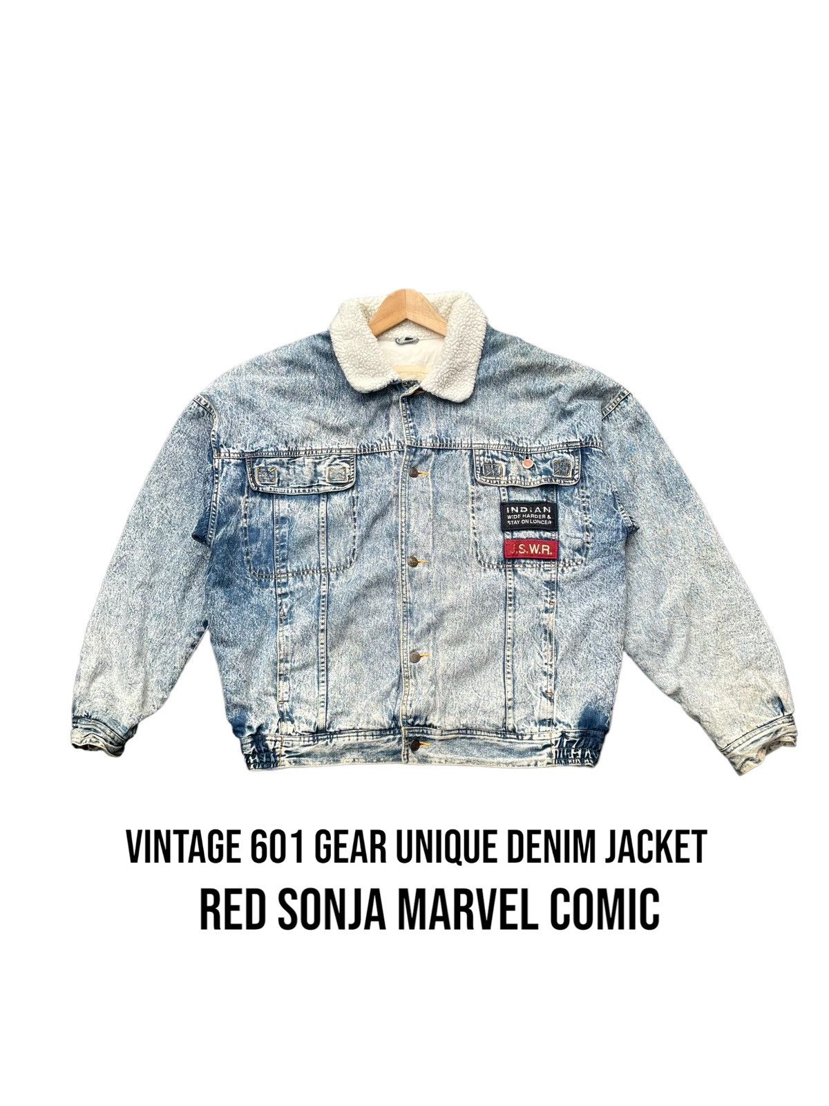 Vintage Vintage 601 Gears Unique Red Sonja Marvel Denim Jacket | Grailed